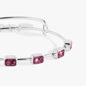 ALEX AND ANI October Birthstone Emerald Cut Bangle - Silver 